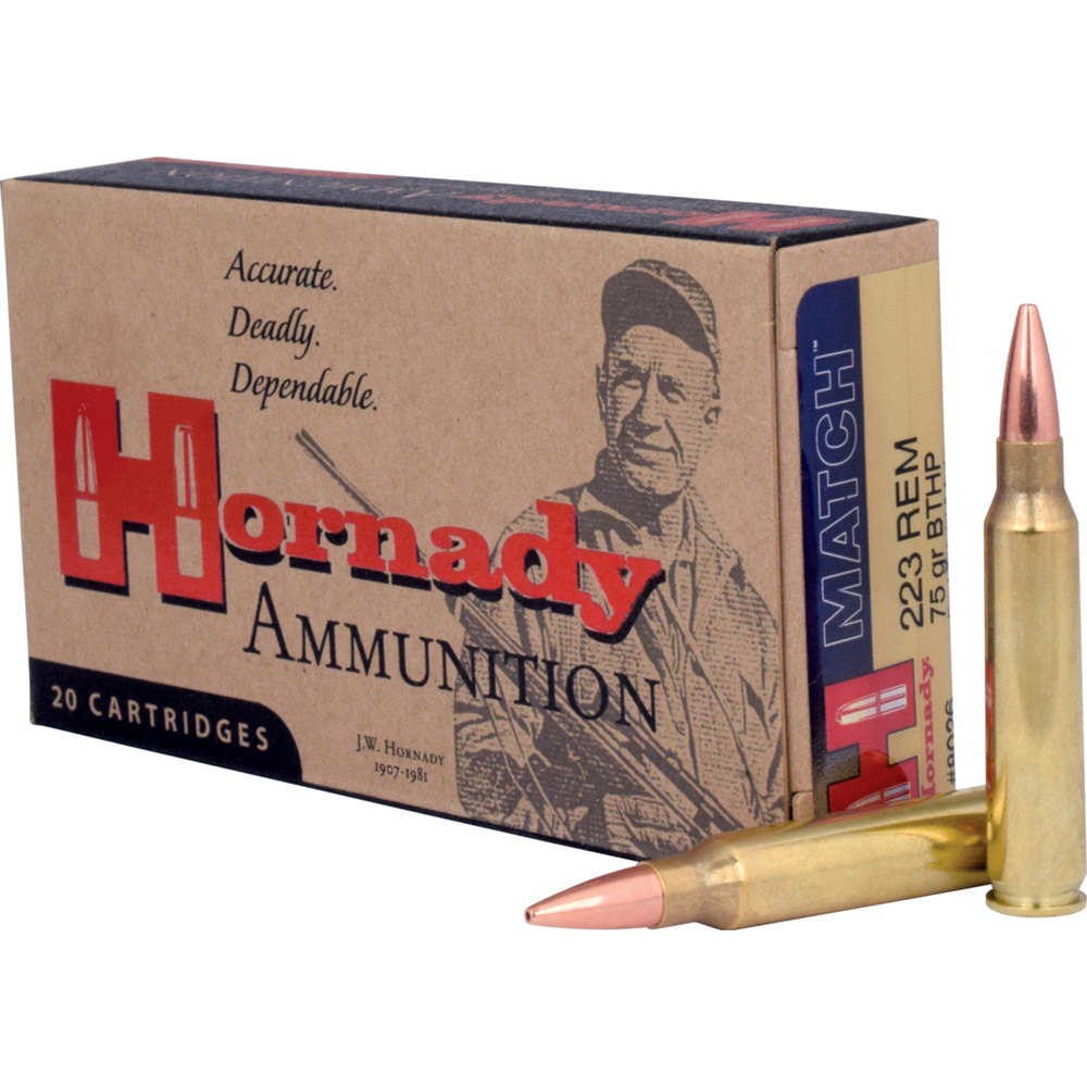 Hornady Match™ Ammunition 223 REM 75 gr BTHP Match™ 20/Box | Vapex